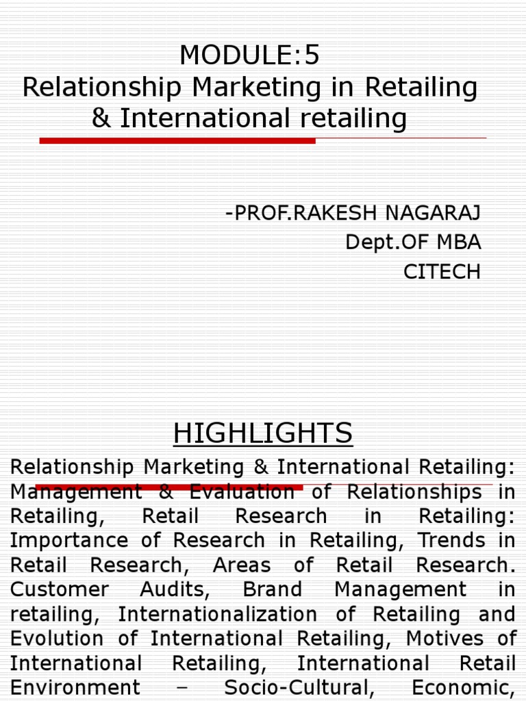 Relationship Marketing in International Retailing | PDF | Retail ...
