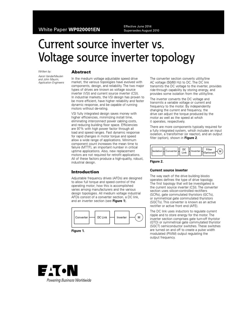Current Source Inverter (CSI) vs. Voltage source inverter (VSI ...