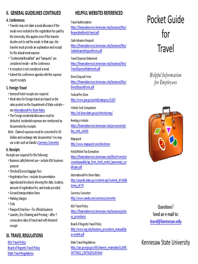 Pocket Guide For Travel: Ii. General Guidelines Continued Helpful ...