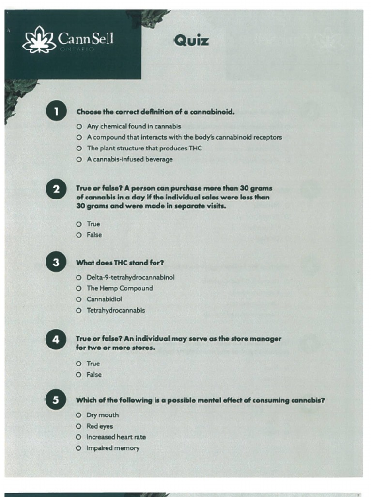 Cannsell Test | PDF | Cannabis (Drug) | Tetrahydrocannabinol