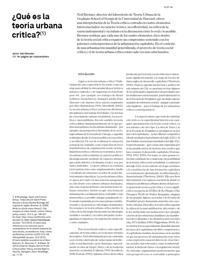 Neil Brenner Que Es La Teoria Urbana Cri PDF | PDF | La teoría crítica ...