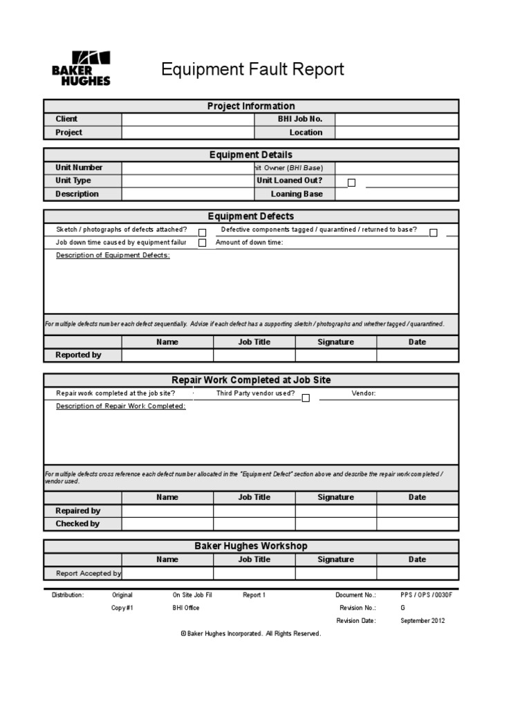Equipment Fault Report | PDF | Computing | Business