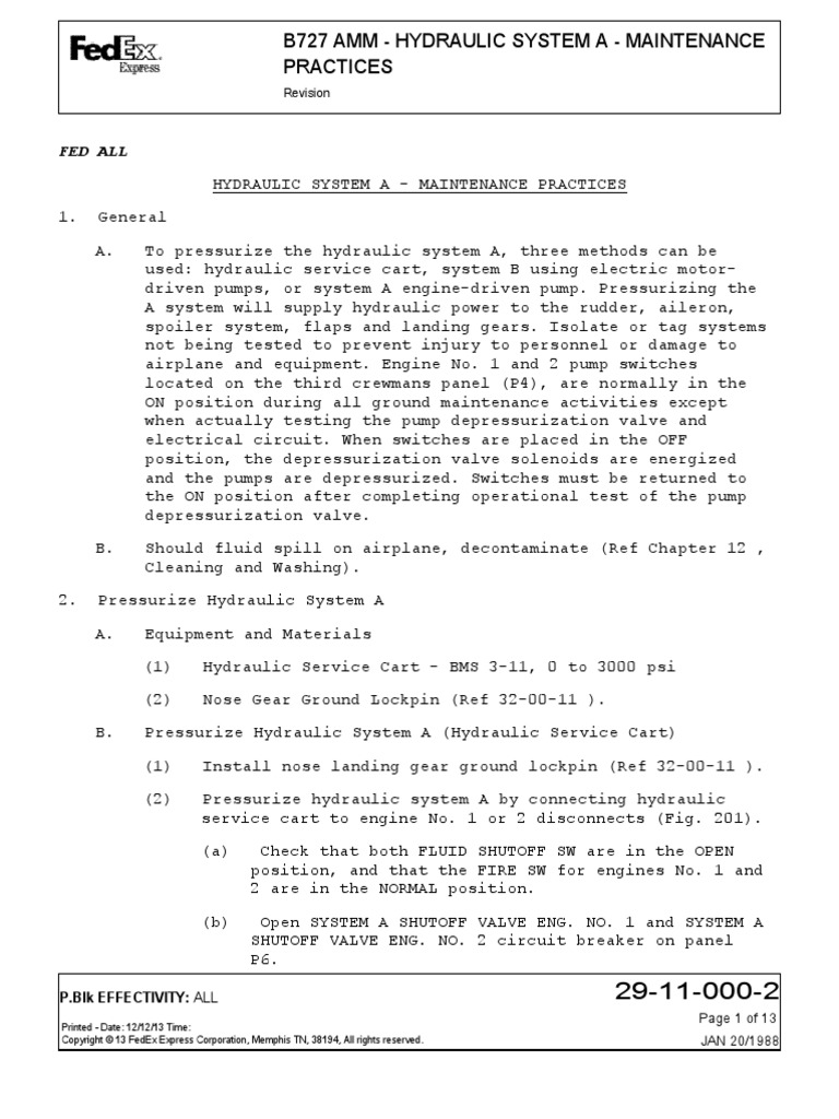 29-11-000-2 Hydraulic System A - Maintenance Practices | PDF | Pump | Valve