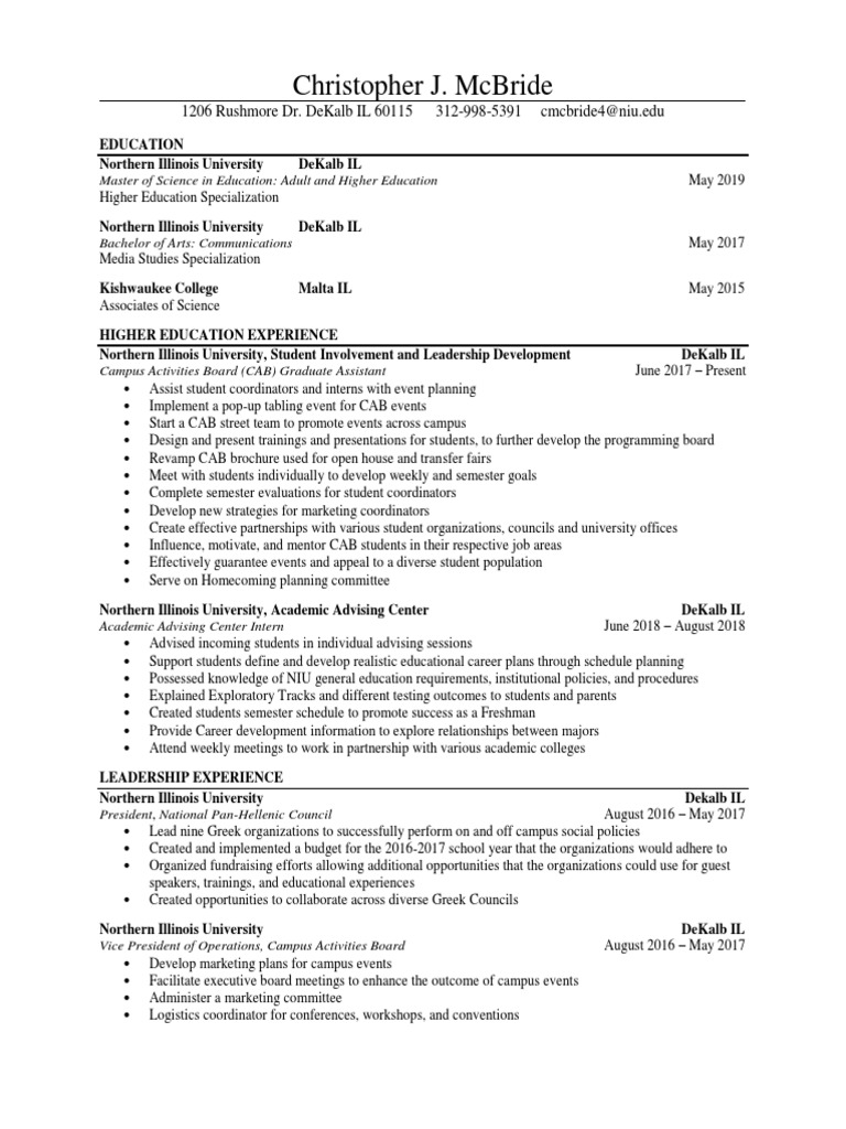 Christopher J Mcbride Resume | PDF | Behavior Modification | Change
