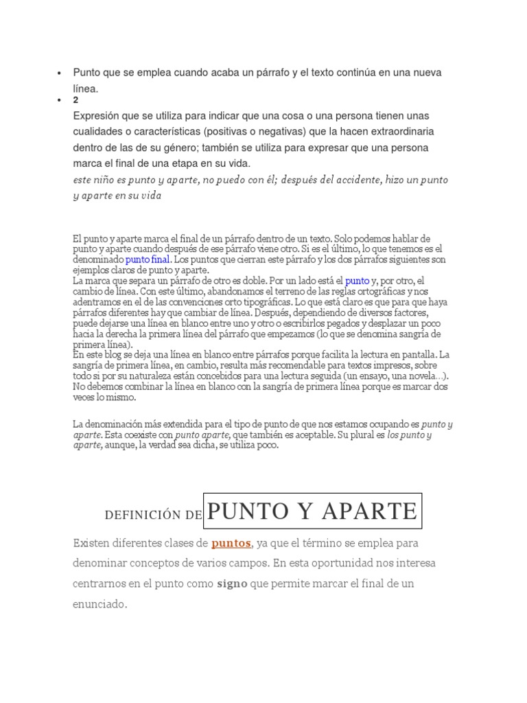 Uso y ejemplos del punto y aparte | PDF | Puntuación | Párrafo