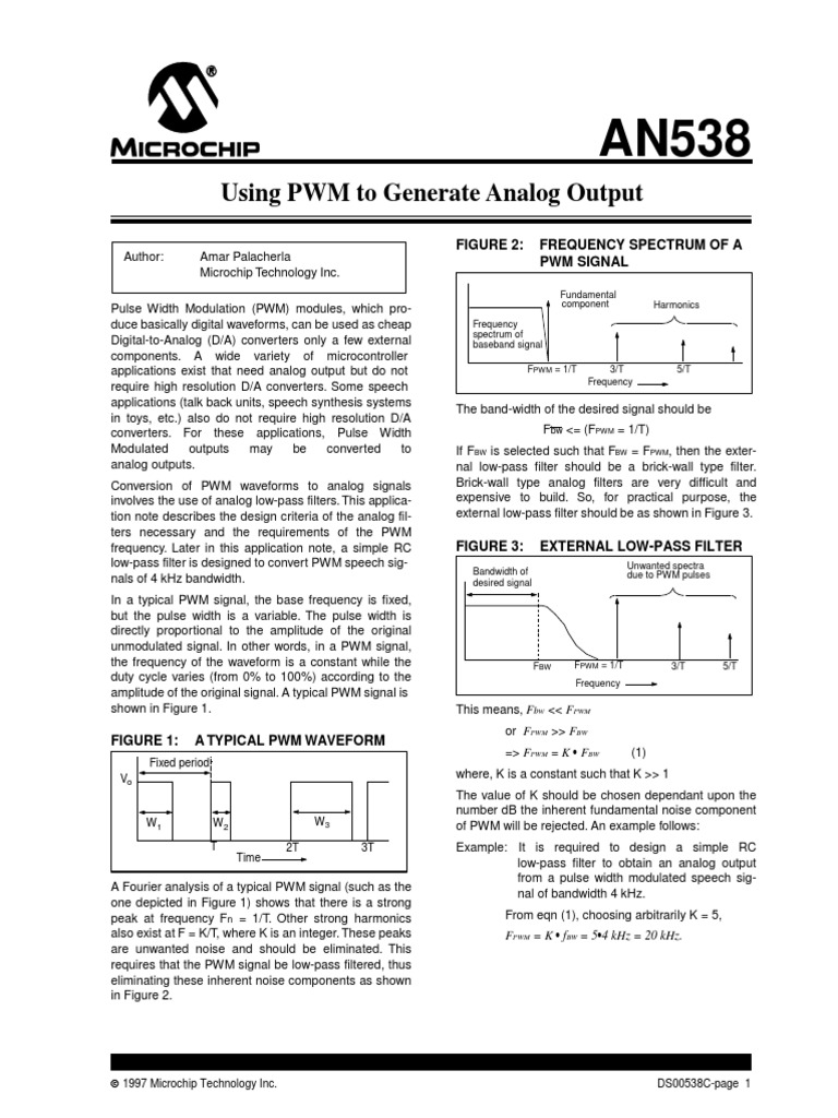 Using PWM To Generate Analog Output | PDF | Bandwidth (Signal Processing) | Digital To Analog ...
