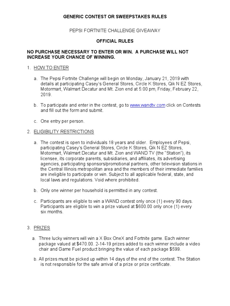 Fortnite Contest Rules | PDF | Government | Social Institutions