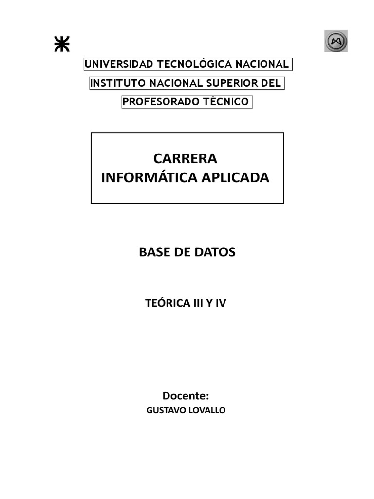 Apunte Base de Datos | PDF | SQL | Bases de datos