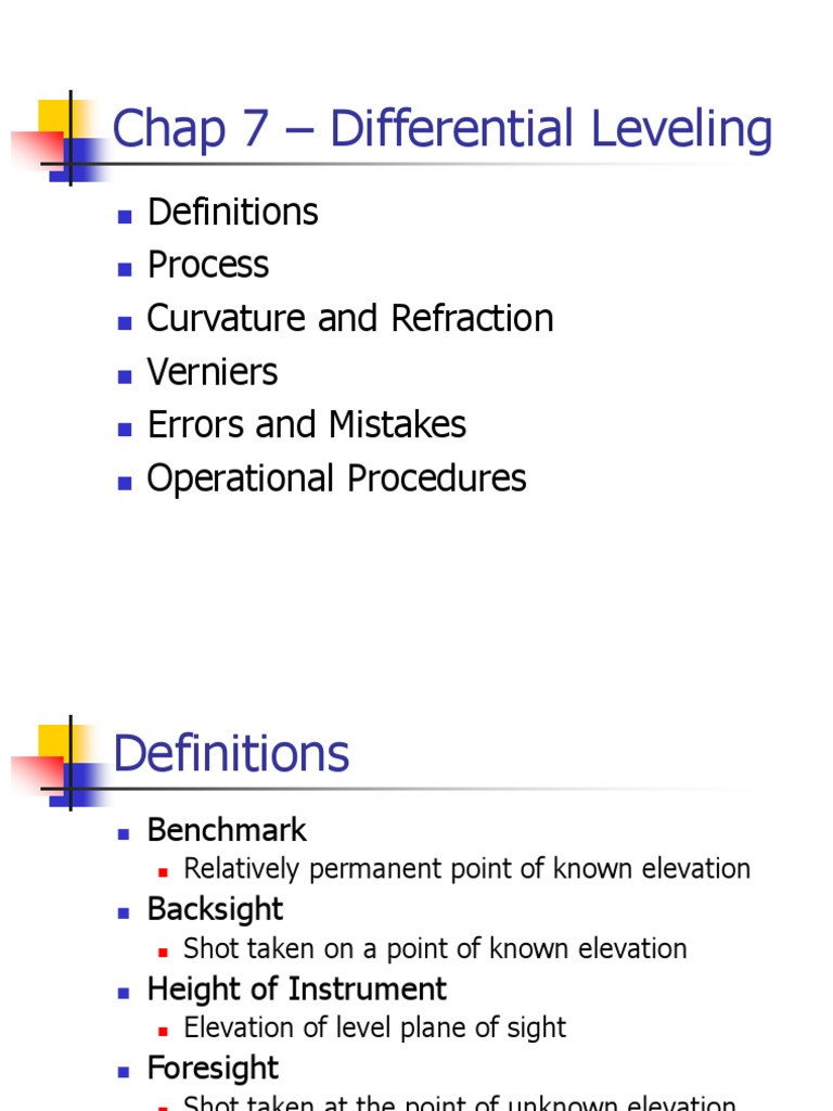 Chap 7 - Differential Leveling | PDF | Scientific Observation | Applied And Interdisciplinary ...