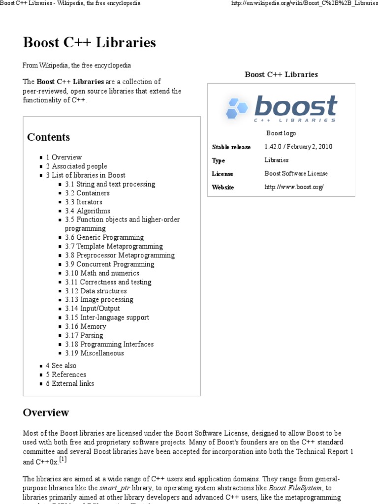 Boost C++ Libraries - Wikip.. | PDF | C++ | Software Development