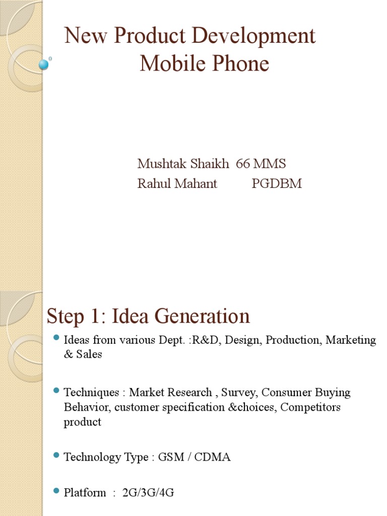 New Product Development Mobile Phone: Mushtak Shaikh 66 MMS Rahul ...