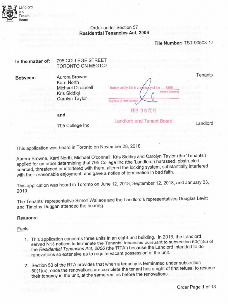 Landlord and Tenant Board decision