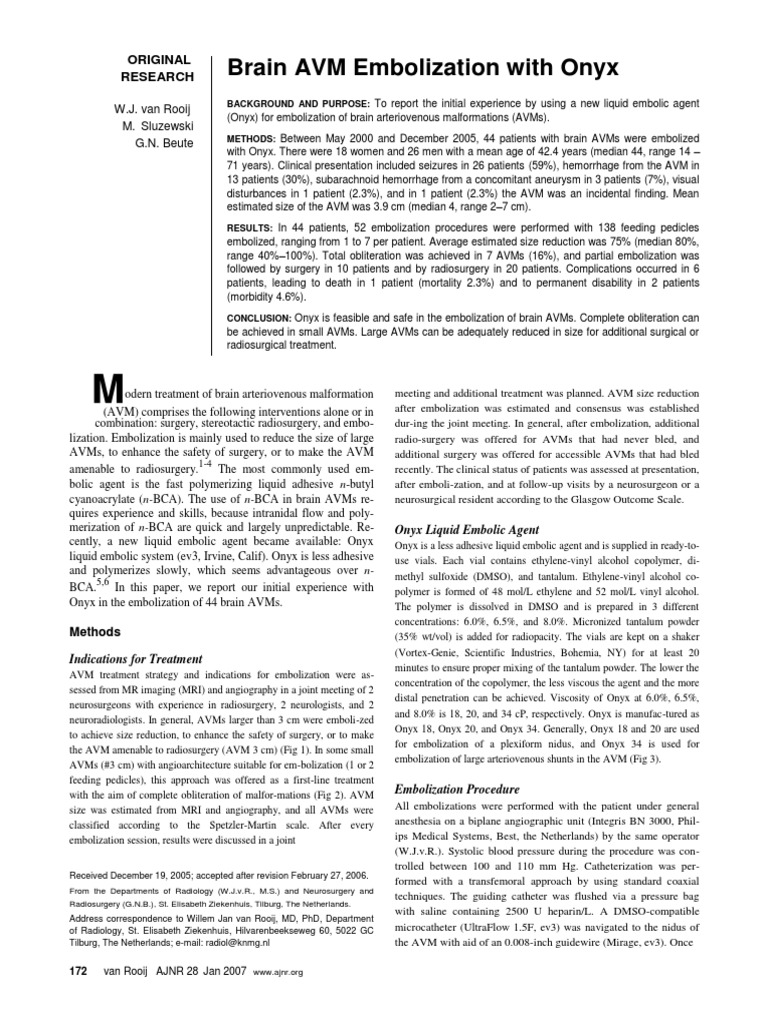 Modern Treatment of Brain Arteriovenous Malformations: Initial ...