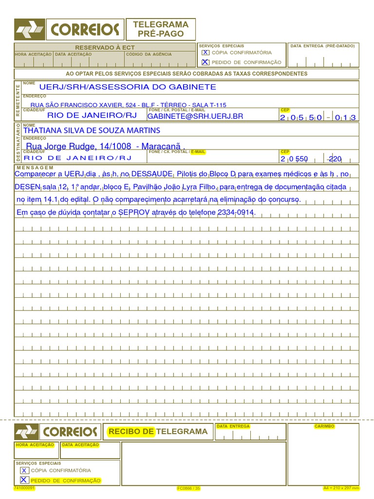 Modelo de Telegrama | PDF