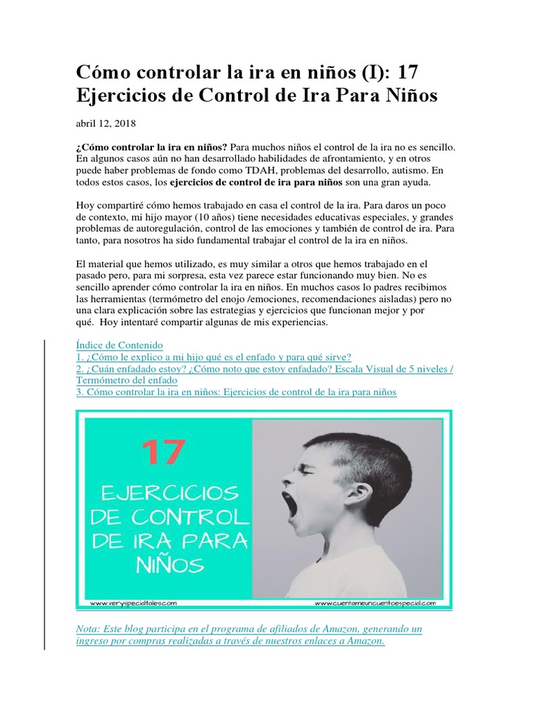 Cómo Controlar La Ira en Niños | PDF | Ira | Las emociones