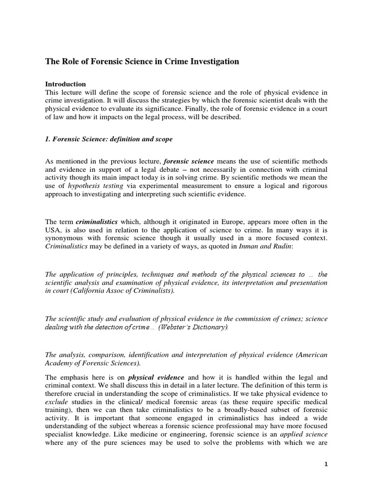 The Role of Forensic Science in Crime Investigation | PDF | Forensic ...