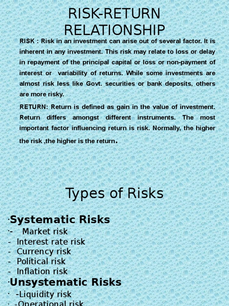 Risk Return Relationship | Securities (Finance) | Derivative (Finance ...