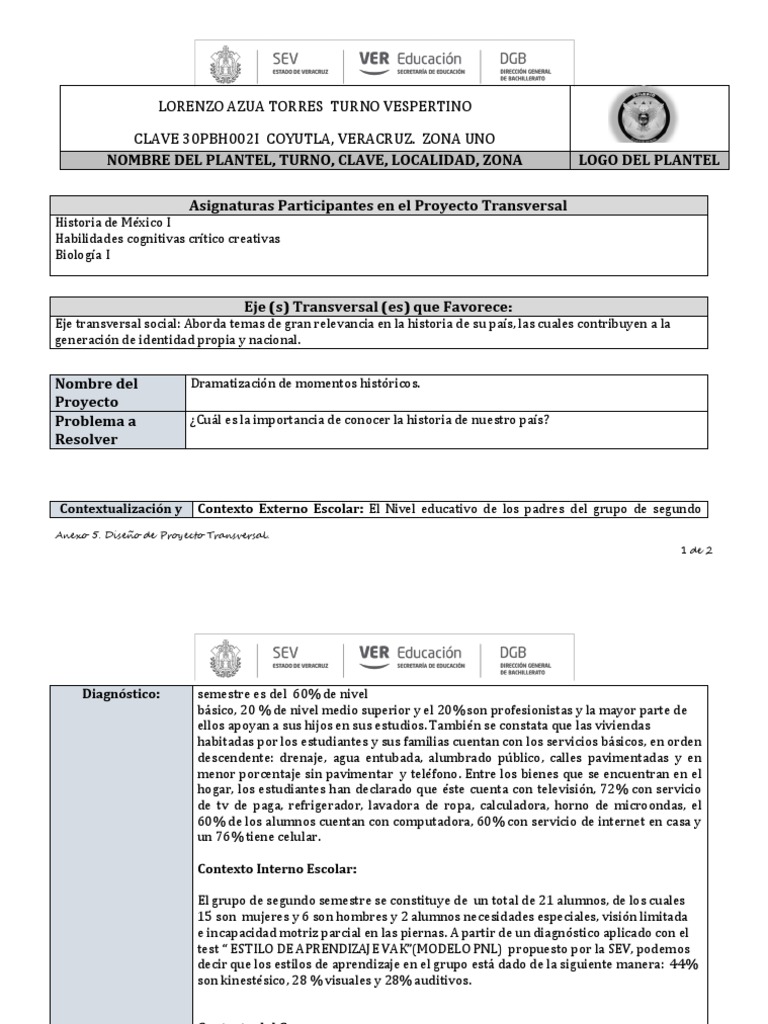 Proyecto Transversal | PDF | Creatividad | Aprendizaje