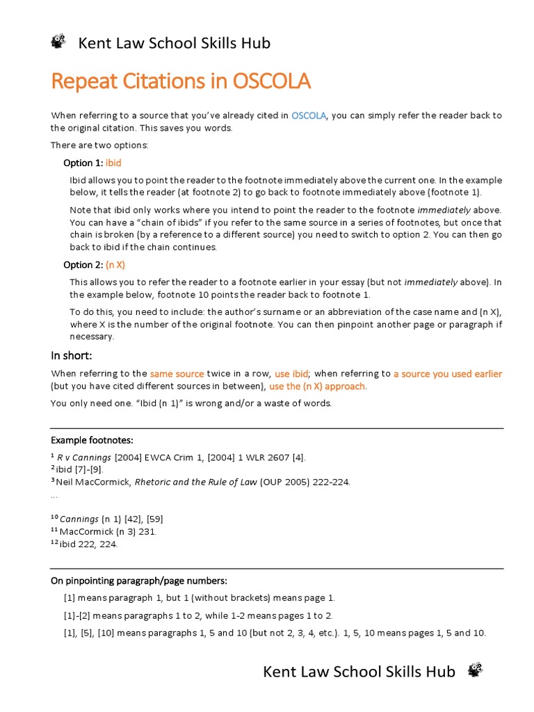 Oscola Repeat Citations PDF | PDF