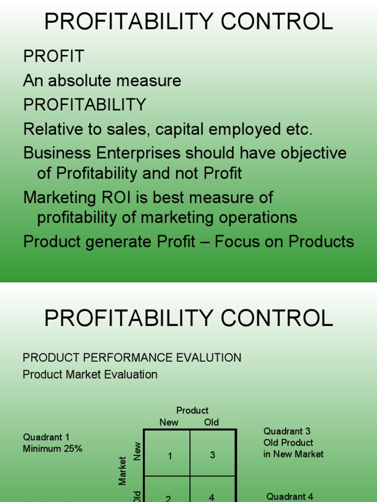 Profitability Control | Profit (Economics) | Marginal Cost