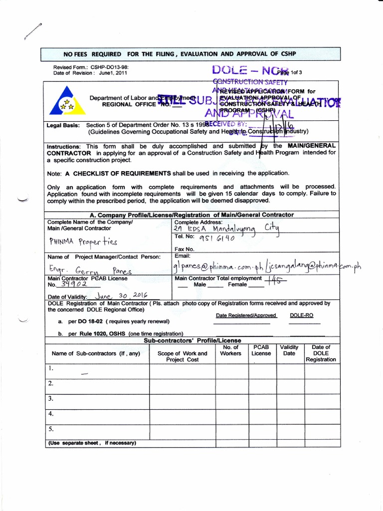 Application Form Safety Program Pg1 | PDF | Government | Business