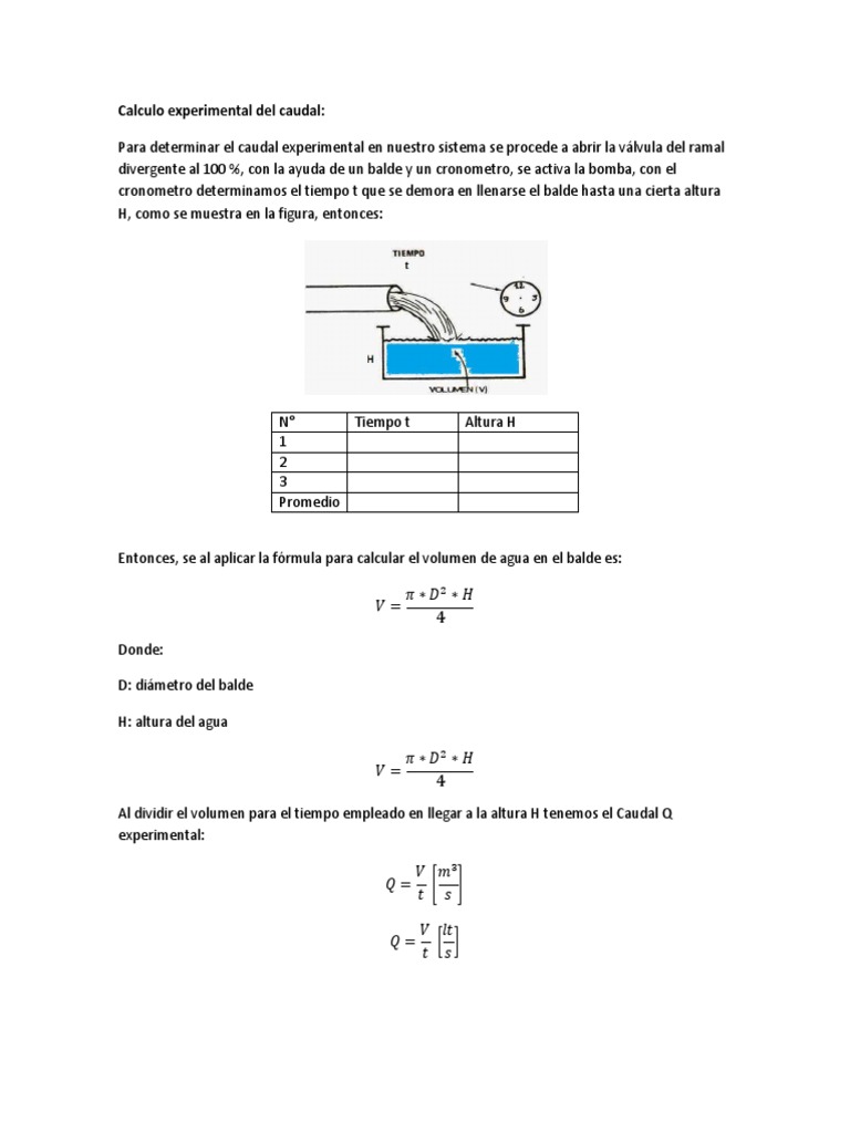 Calculo Experimental Del Caudal-1 | PDF