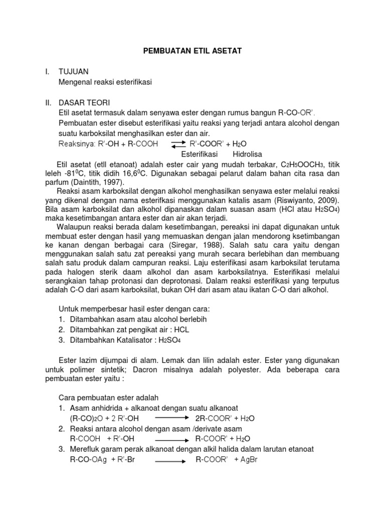Pembuatan dan Sifat Etil Asetat | PDF