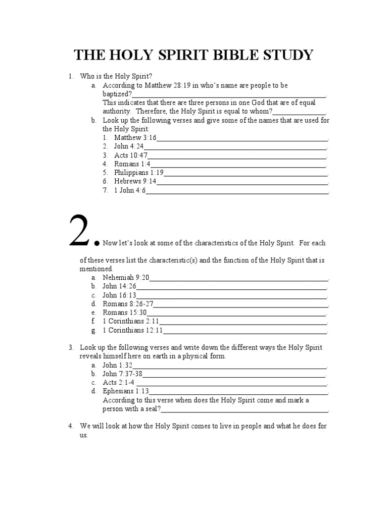 The Holy Spirit Bible Study | PDF | Acts Of The Apostles | Gospel Of John