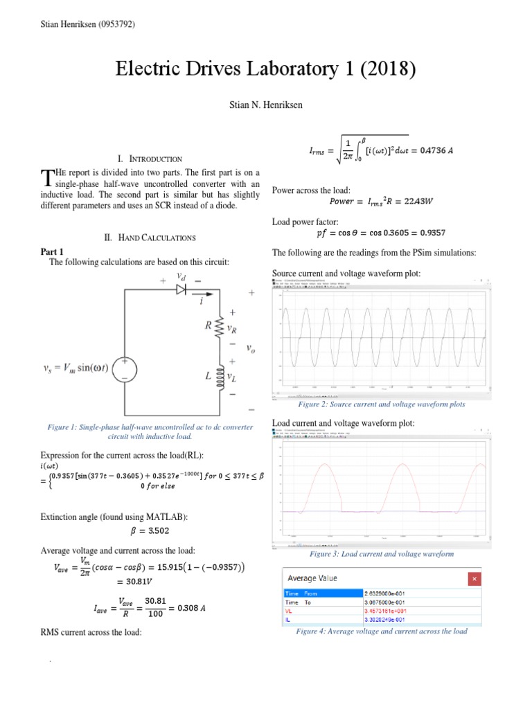 Electric Drives Laboratory 1 (2018) : Stian N. Henriksen | PDF | Root ...