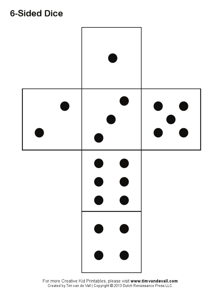 Printable 6 Sided Paper Dice BW PDF | PDF