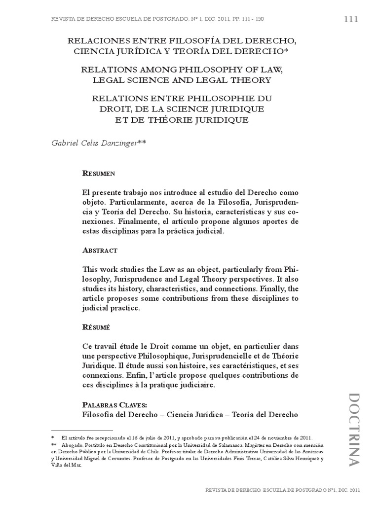 Gabriel Celis Danzinger. Relaciones Entre Filosofía Del Derecho ...