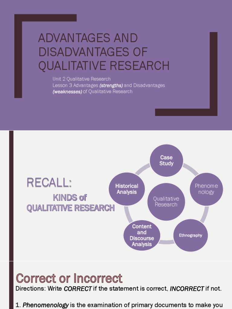 Pr1 Lesson 10 Adv and Disadv of Qualitative Research | PDF ...