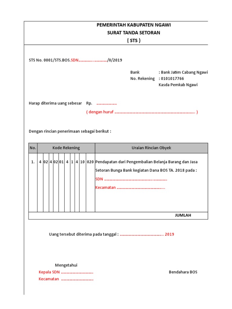 Surat Tanda Setoran Pemkab Ngawi | PDF