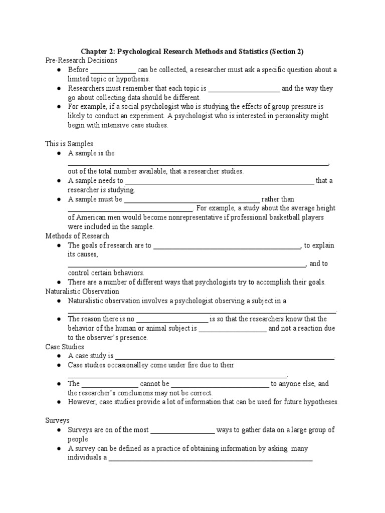 Chapter 2 - Psychological Research Methods and Statistics (Section 2 ...