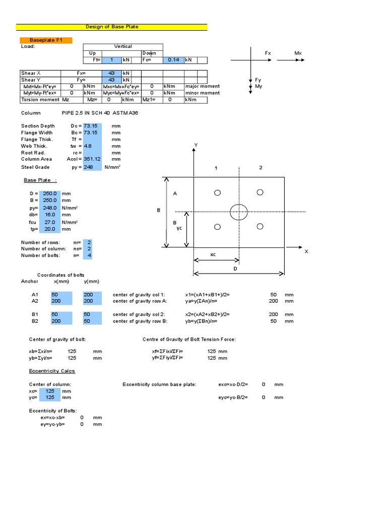 Baseplate 4 Bolts For Pole | PDF | Mechanics | Mass
