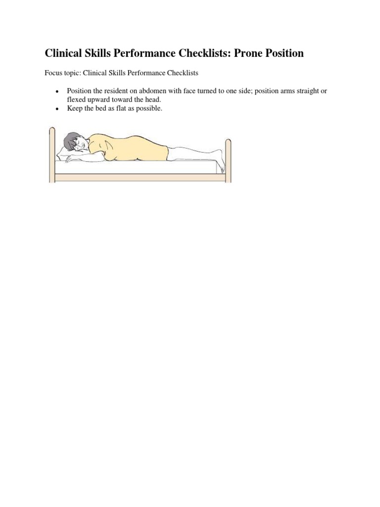 Clinical Skills Performance Checklists Prone Position | PDF