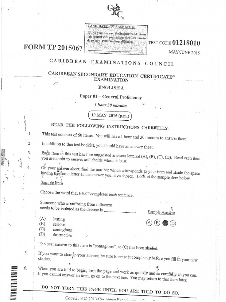 Csec English A P 01 May 2015 | PDF