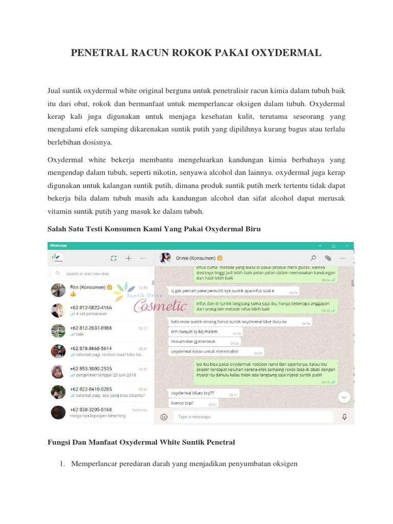 Penetral Racun Rokok Pakai Oxyderma1 | PDF