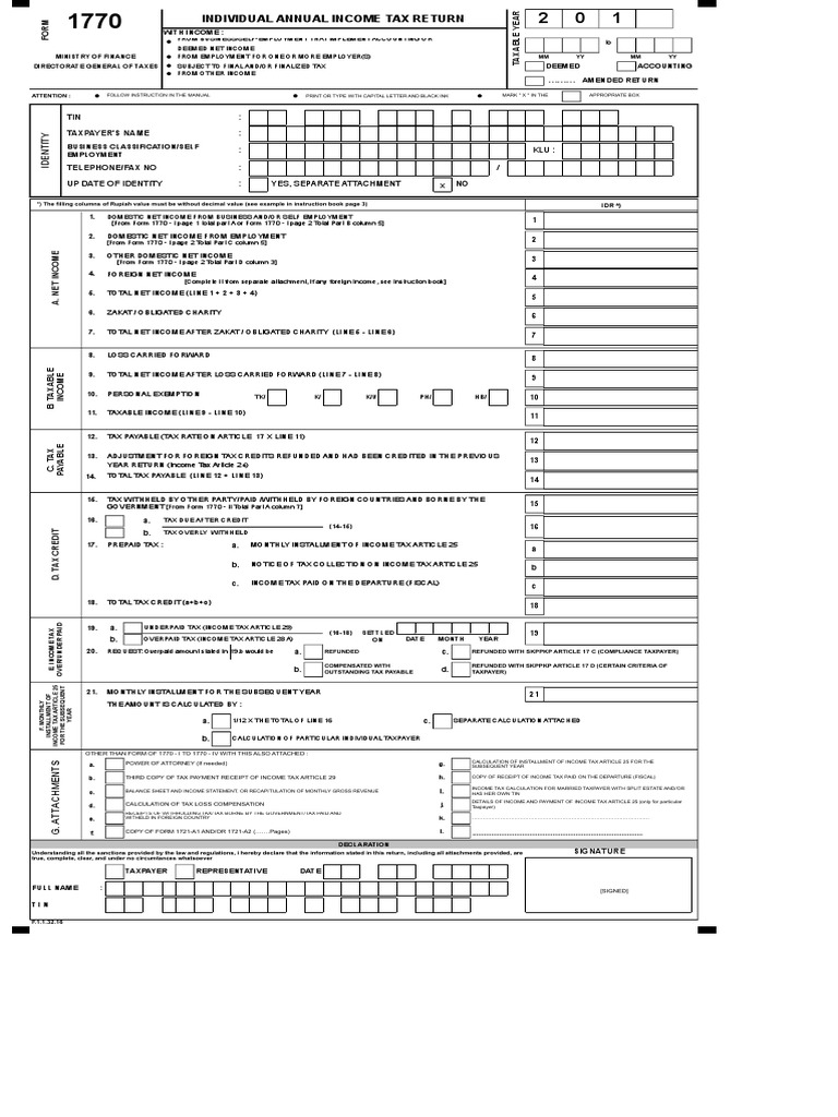 Form-1770 Induk English | PDF | Income Tax | Taxpayer