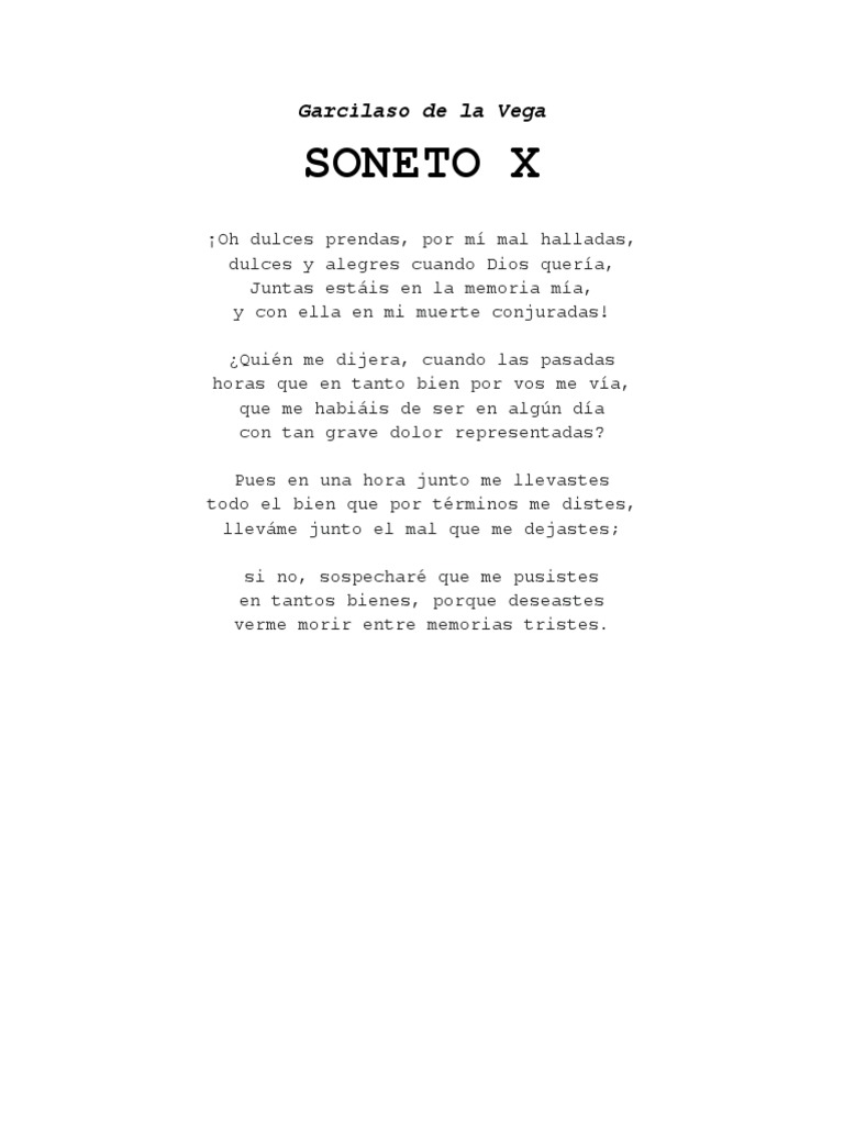 Garcilaso de La Vega - Soneto X | PDF