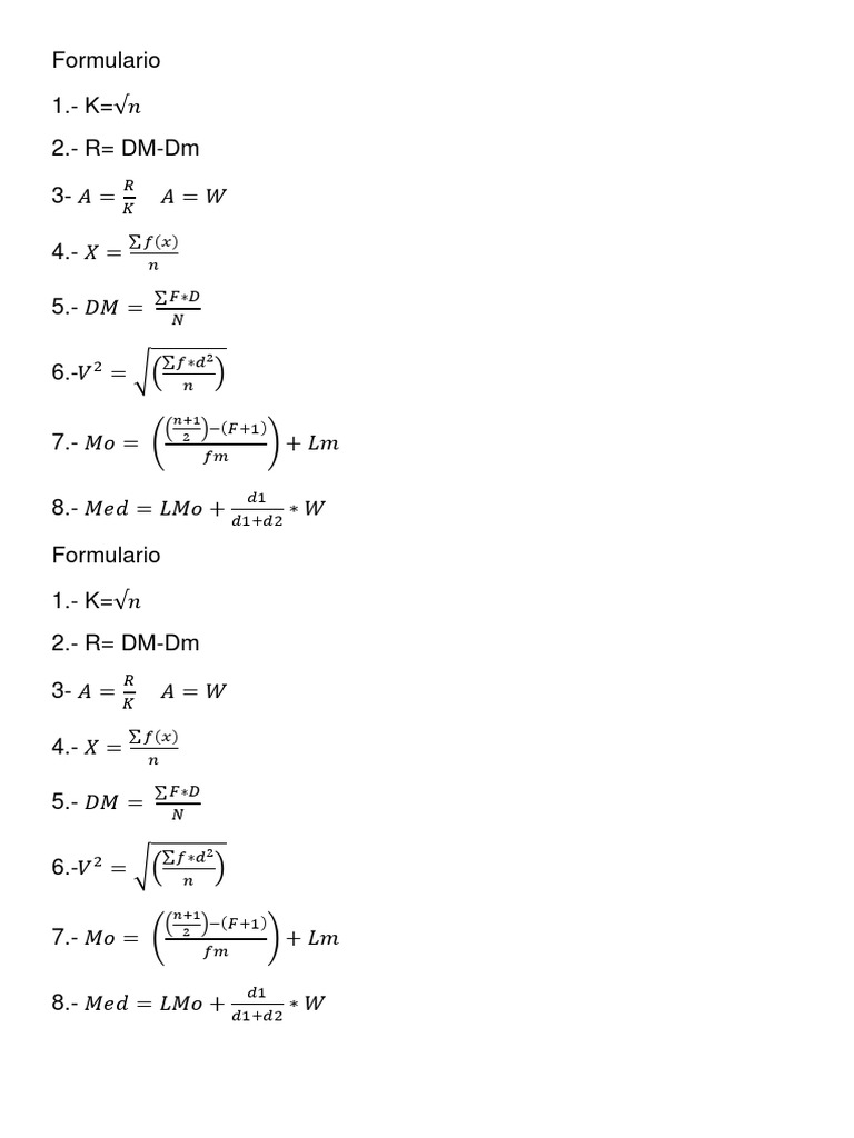 Statistical Formulas and Calculations | PDF | Teaching Methods & Materials | Science & Mathematics