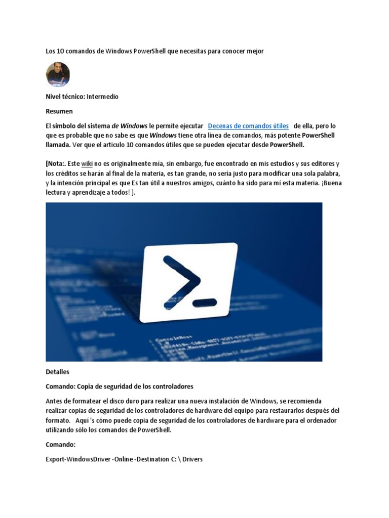 10 Comandos de PowerShell esenciales para administrar y optimizar tu PC | PDF | Archivo de ...