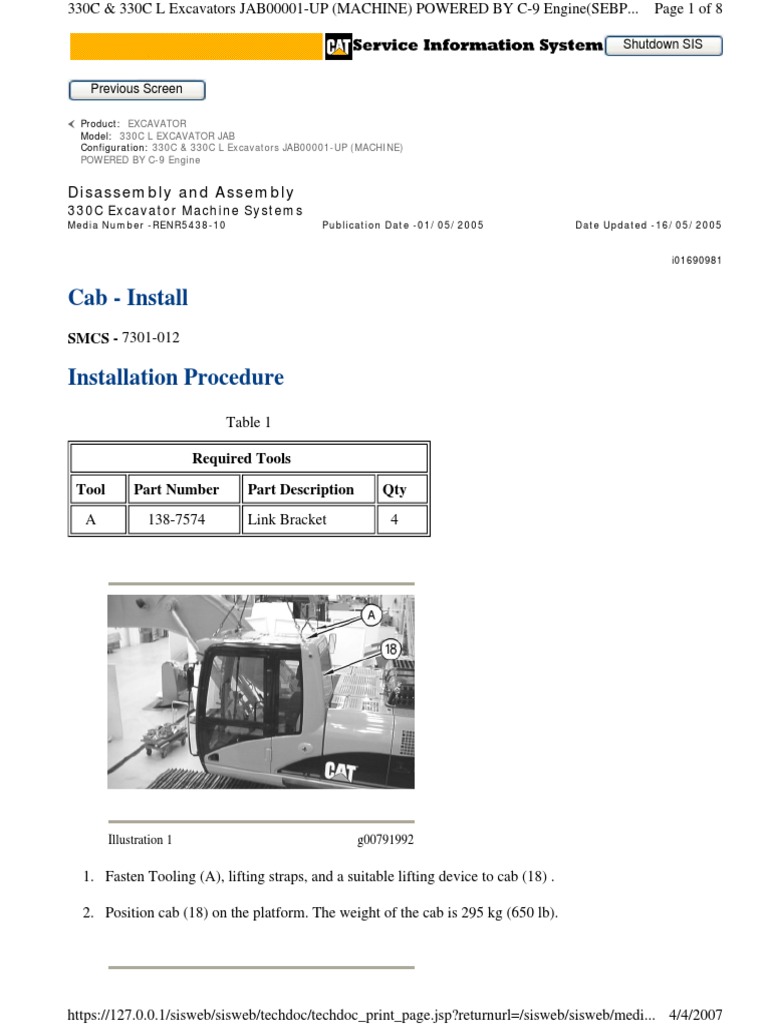 Cab - Install: Disassembly and Assembly | PDF | Manufactured Goods ...