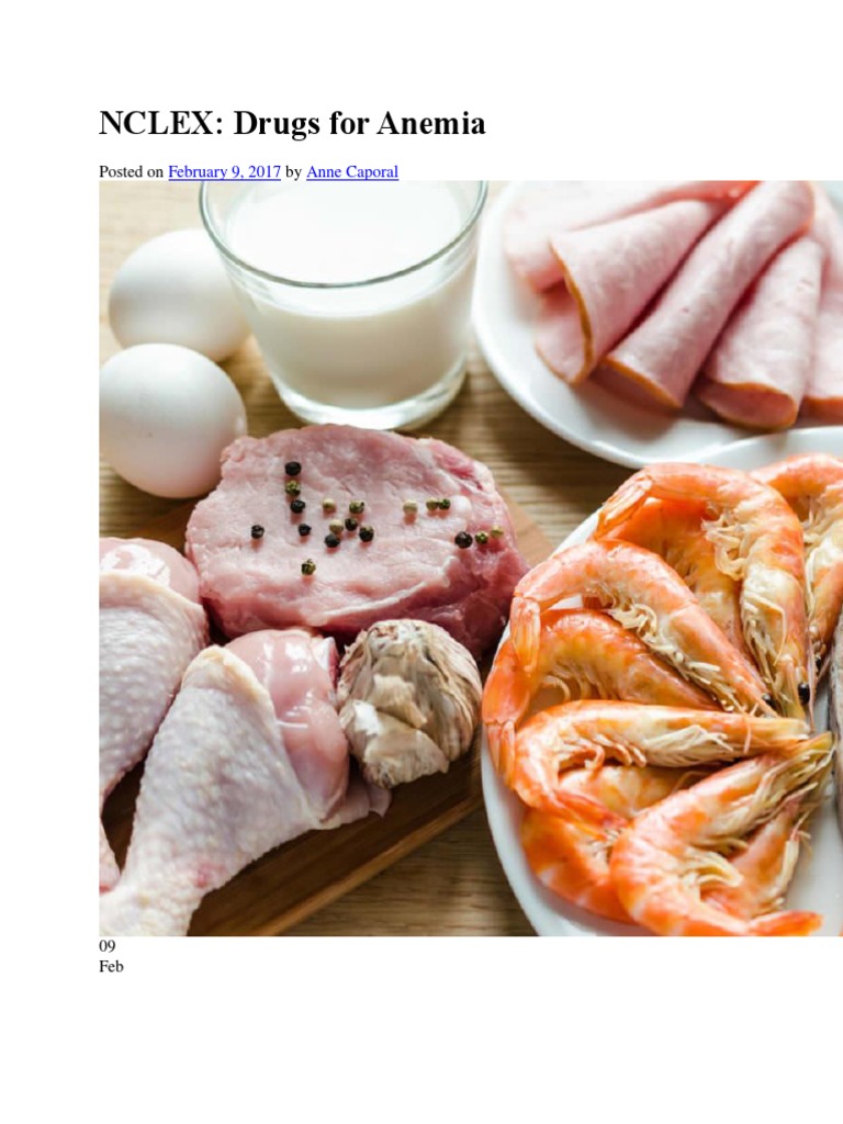 NCLEX Drugs For Anemia | PDF | Anemia | Vitamin B12