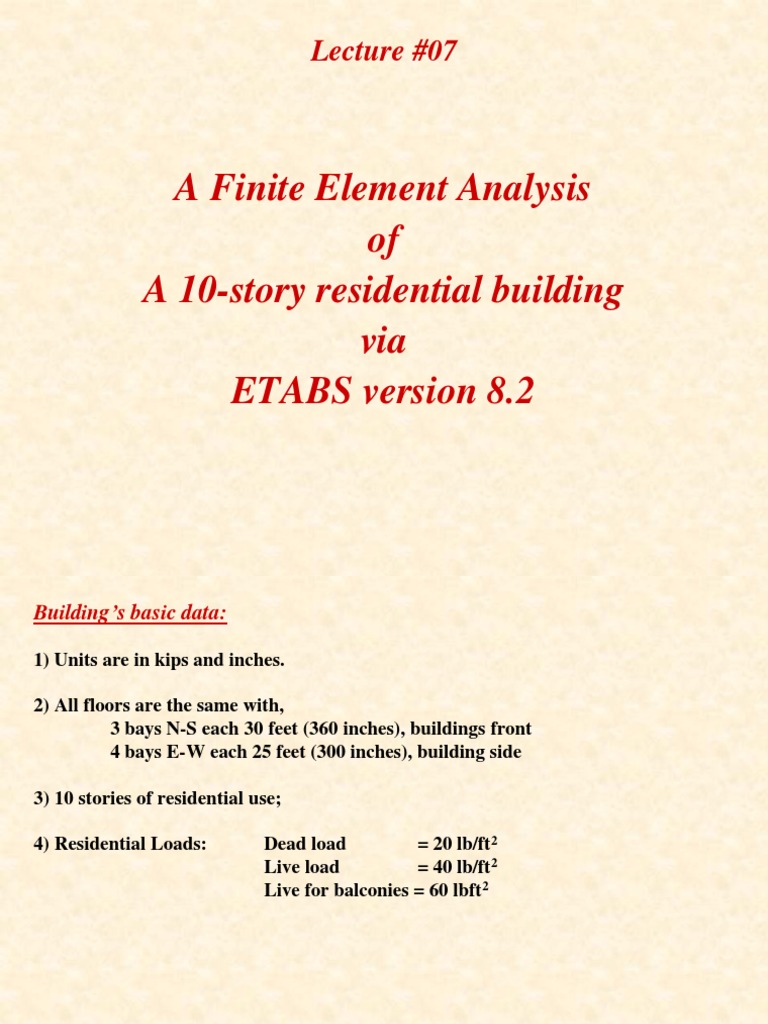 Lecture07 ETABSfor10 Storybldg PDF | PDF