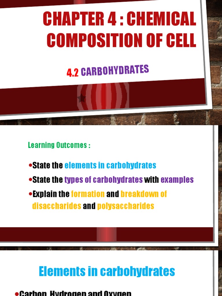 Chapter 4: Chemical Composition of Cell: Carbohydrates | PDF ...