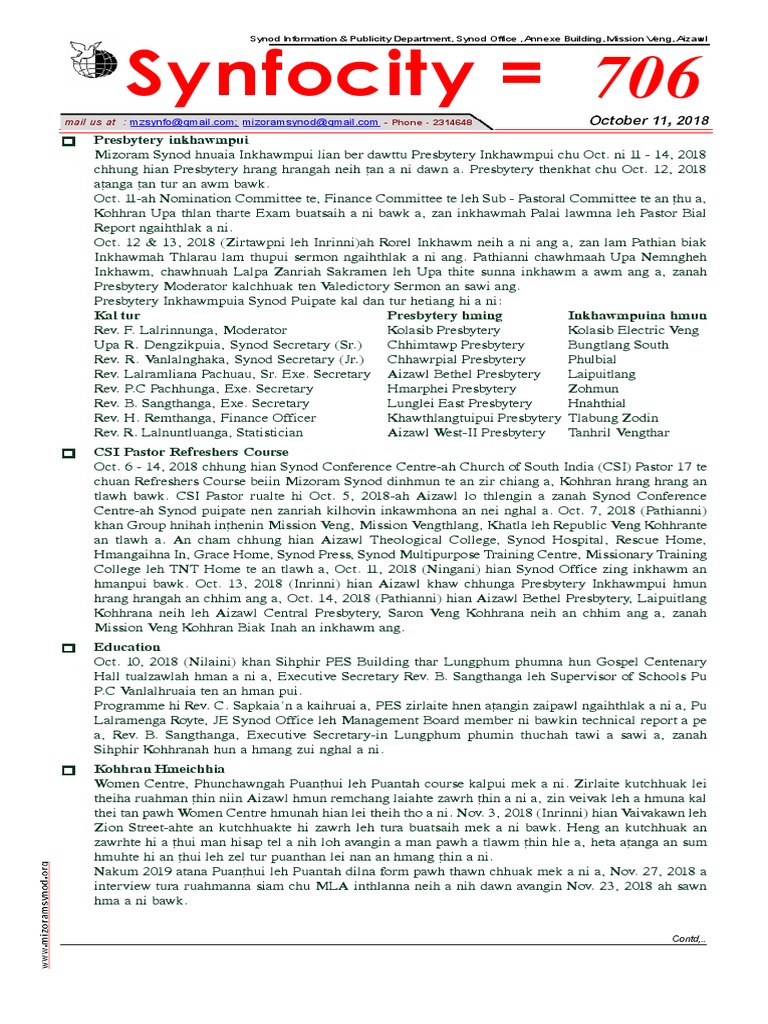 Synfocity 706 | PDF | Christian Organizations | Church Organization