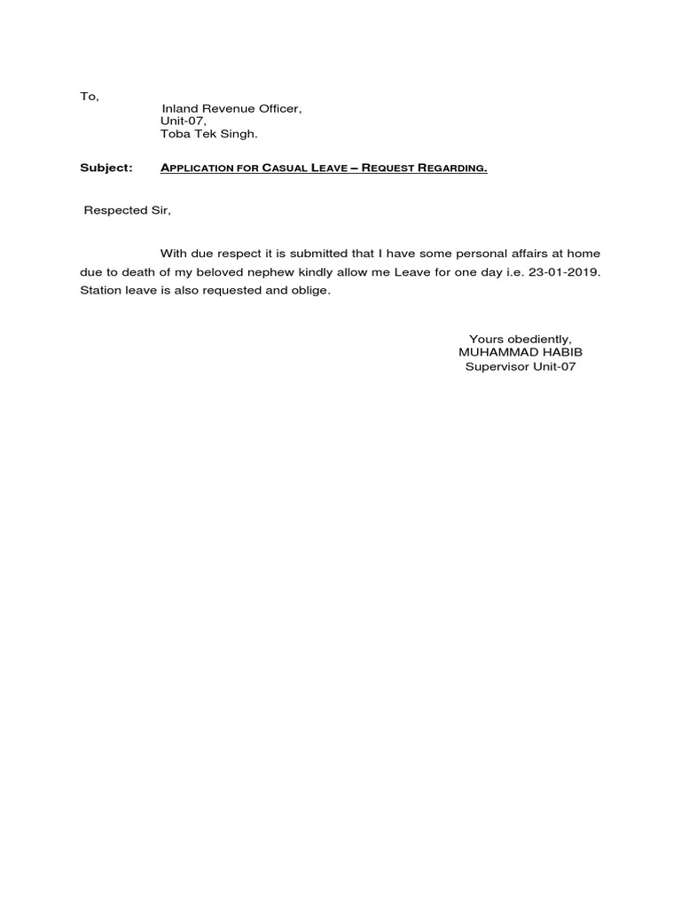 Leave Application | PDF