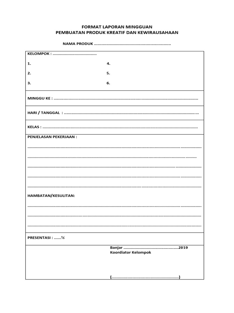 Form Laporan Praktik PKK | PDF