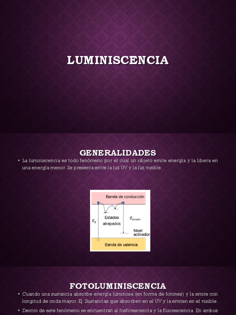 Luminiscencia: Tipos y Aplicaciones | PDF | Fluorescencia | Radiación ...
